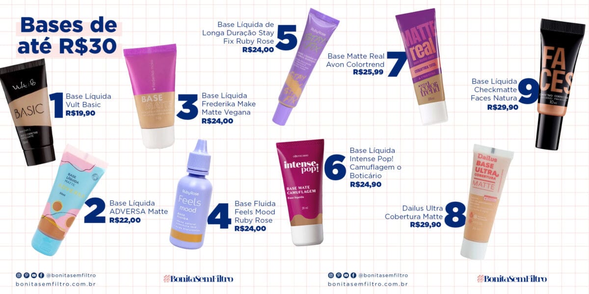Bases de até 30 reais: conheça algumas opções - Bonita Sem Filtro